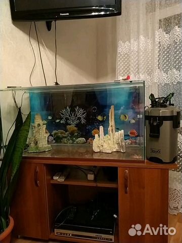 Аквариум200лит.фильтр тетро 700 декор,грунт, обогр